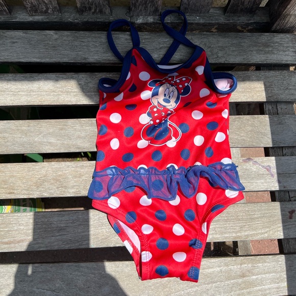 Swim | 2t Disney Minnie Mouse Swimming Suit Bathing Suit Girl Red Blue ...